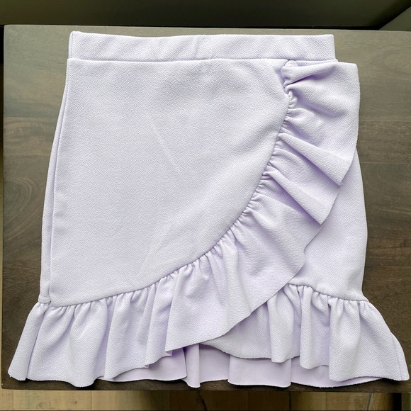 Missguided | Skirts | Lilac Ruffle Faux Wrap Highrise Bodycon Mini ...